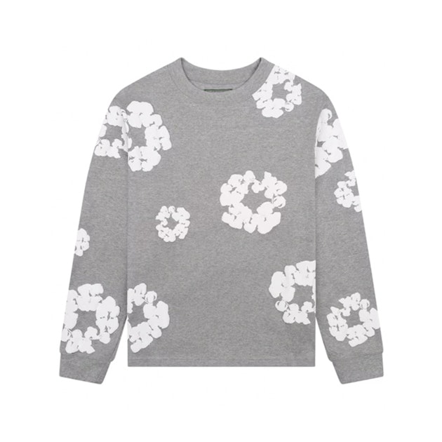 Denim Tears Long Sleeve Cotton Wreath T-shirt Grey | DENIM-TEARS-00302 ...