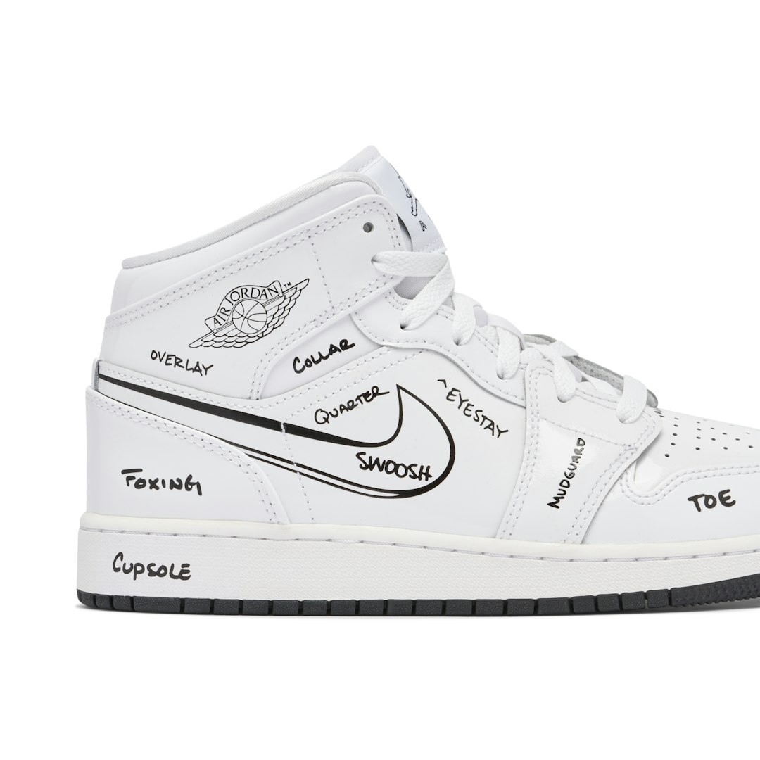 Air Jordan 1 Mid Schematic GS | DQ1864-100 | Laced