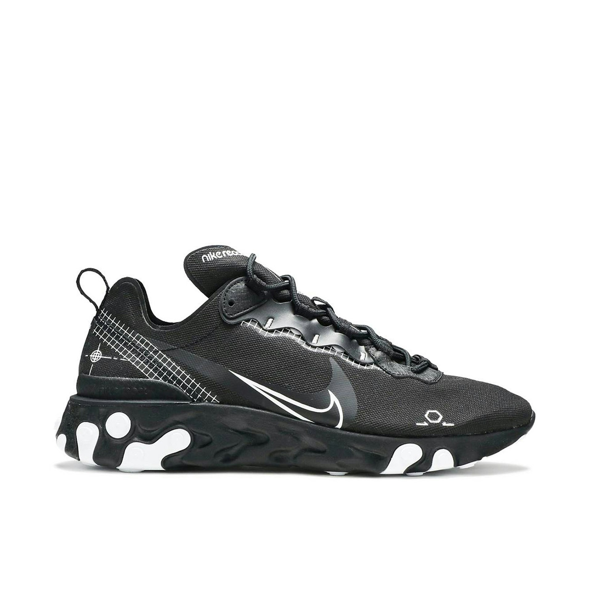 Nike React Element 55 Reverse Schematic Black | CU3009-001 | Laced
